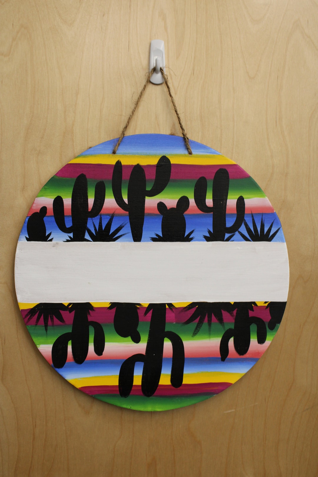 Customizable Serape Cactus Silhouette Door Hanger - Etsy