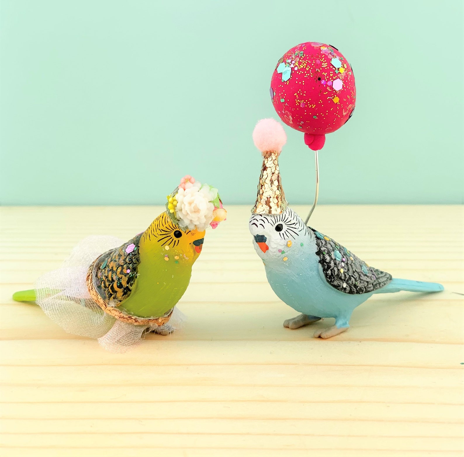Parakeet Cake Topper/birds Party Cake/bird Animal Cake - Etsy