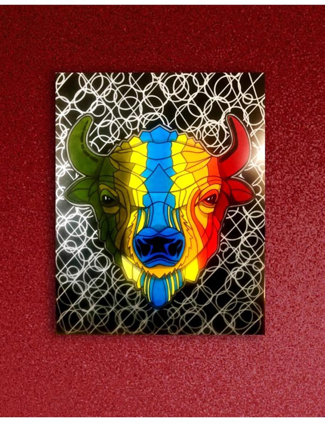 Buffalo Head Art Original Original Art on Canvas Bison Buffalo Painting ...