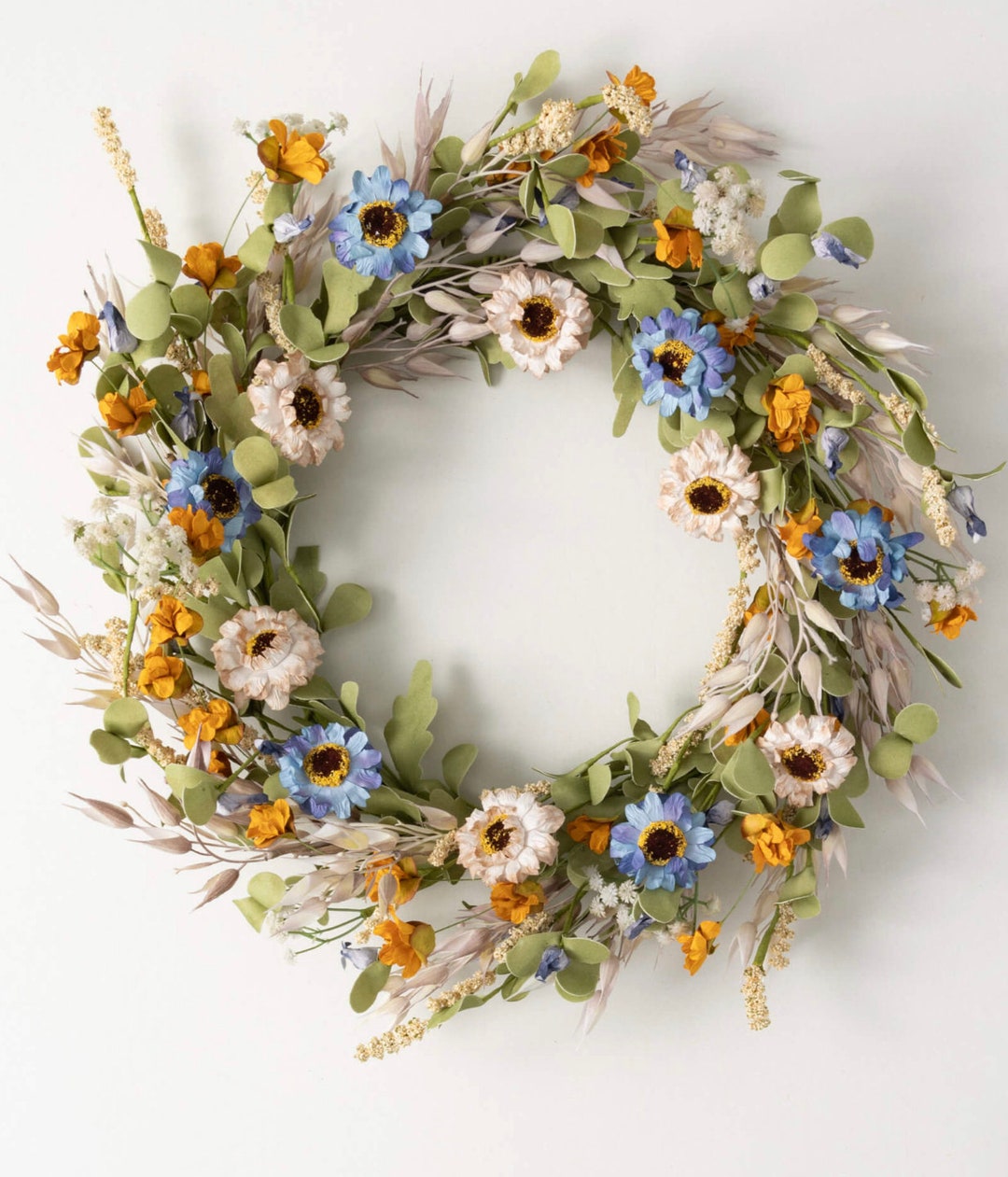 Wildflower Wreath, Faux Wreath, Front Door, Spring Wreath, Valentines ...