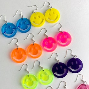 Smiley Face Charm Earrings | Music Festival Accessory EDM Jewelry EDC ...