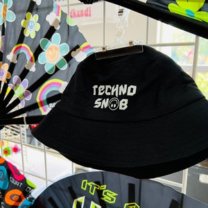Techno Snob Bucket Hat (rave Accessories, Techno Music, Edm Gift, Rave ...