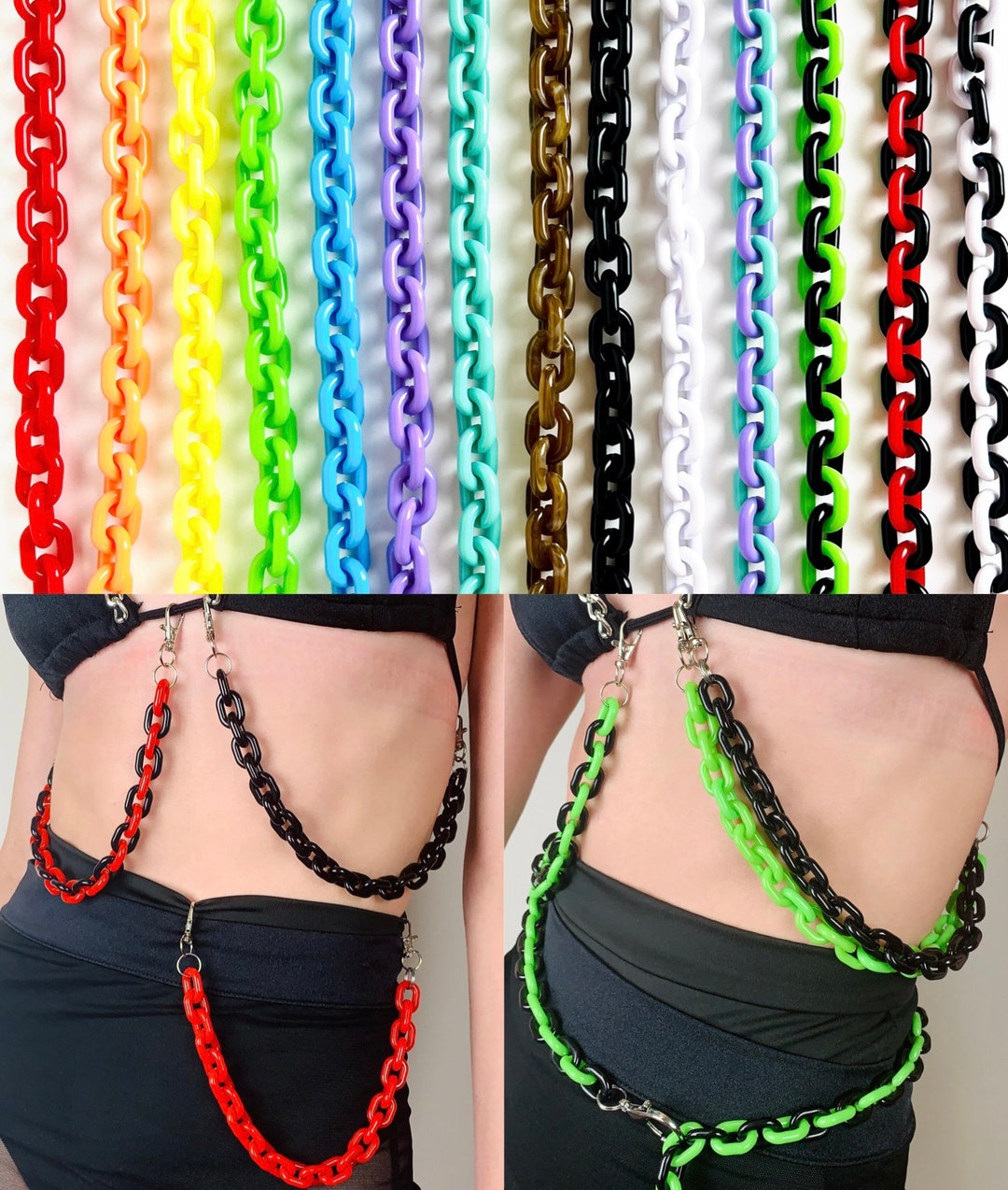 Attachable Chain Rave Accessory Backpack Chain Kandi Belt Chain Jewelry ...