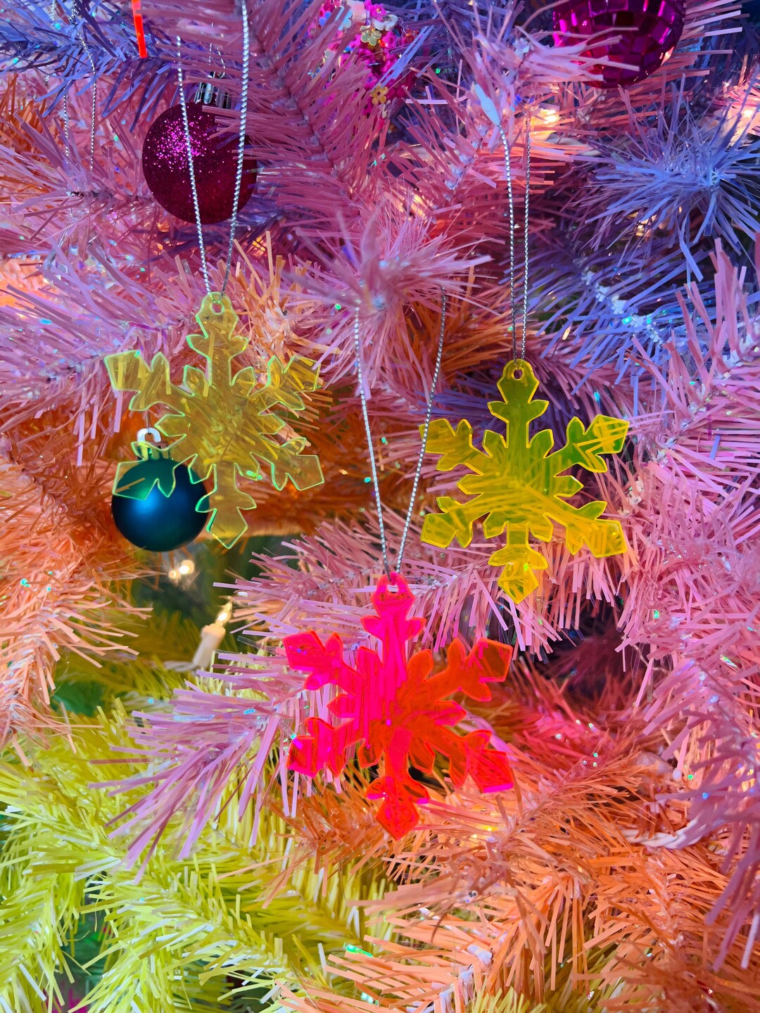 Neon Snowflake Ornament Gift Set (rave Gifts, EDM, Festival Accessories ...