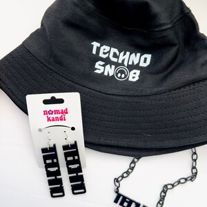 Techno Snob Bucket Hat (rave Accessories, Techno Music, Edm Gift, Rave ...