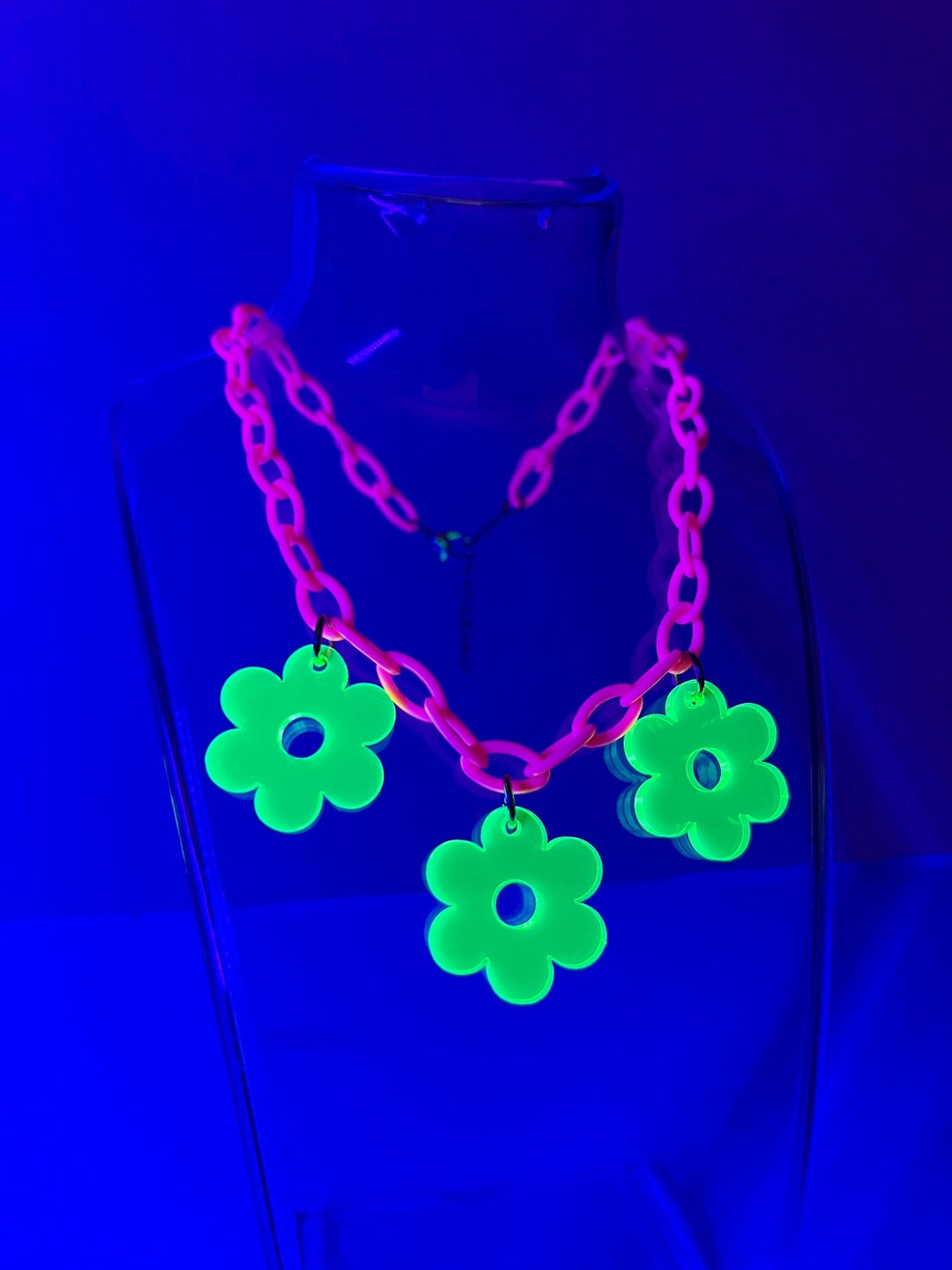 Daisy Chain Choker blacklight Reactive Edc Glow Choker Edm - Etsy