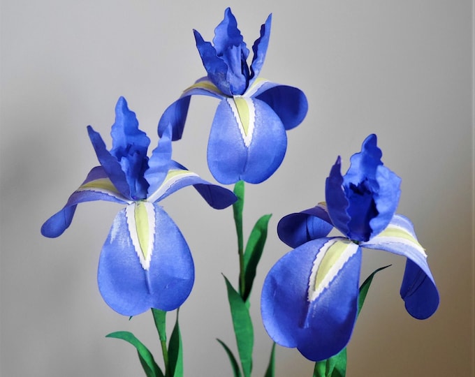 Crepe Paper Flowers , Iris Single Stem Flower, 1st Anniversary, Mother ...
