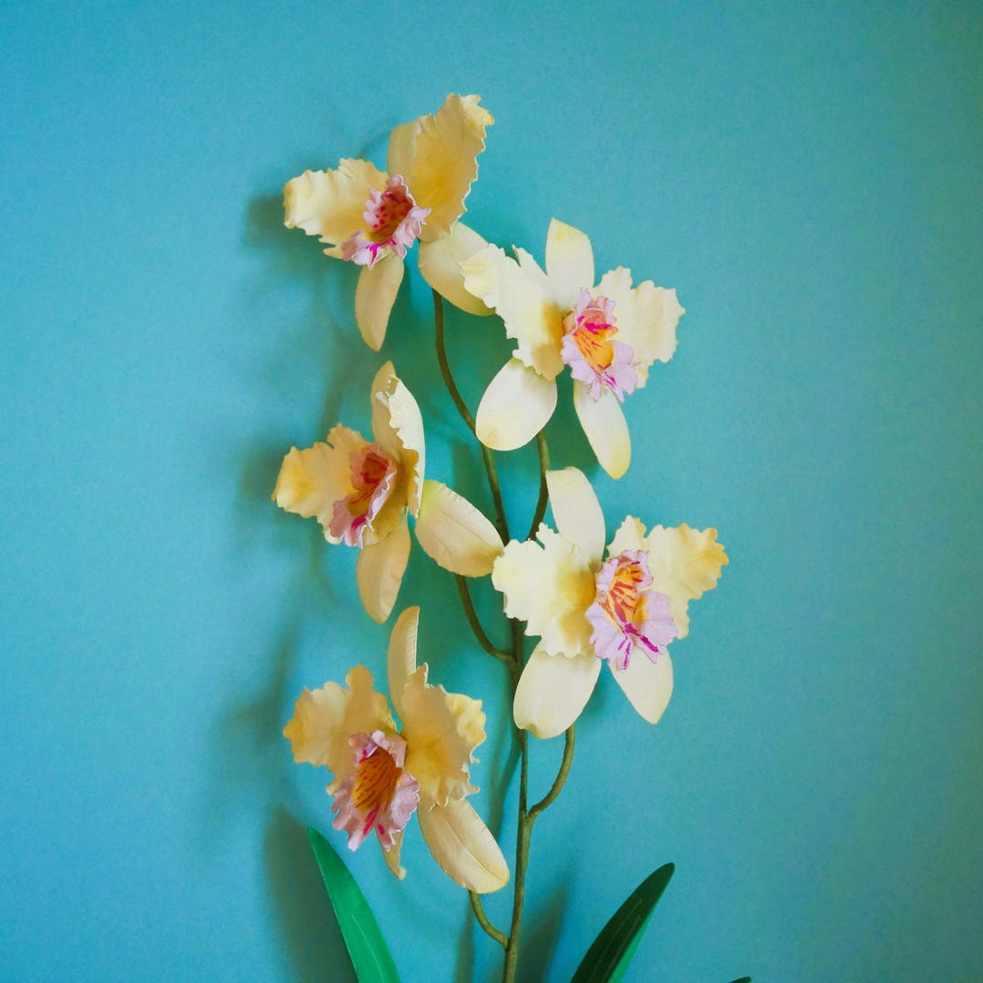 Cattleya Paper Flower Template: Yellow Orchid SVG, DIY Craft (instant ...