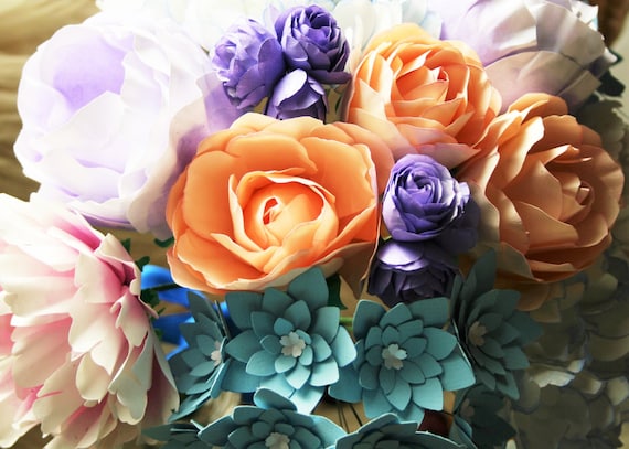 Items similar to DIY Paper Flower Bouquet Templates - Wilhelmina on Etsy