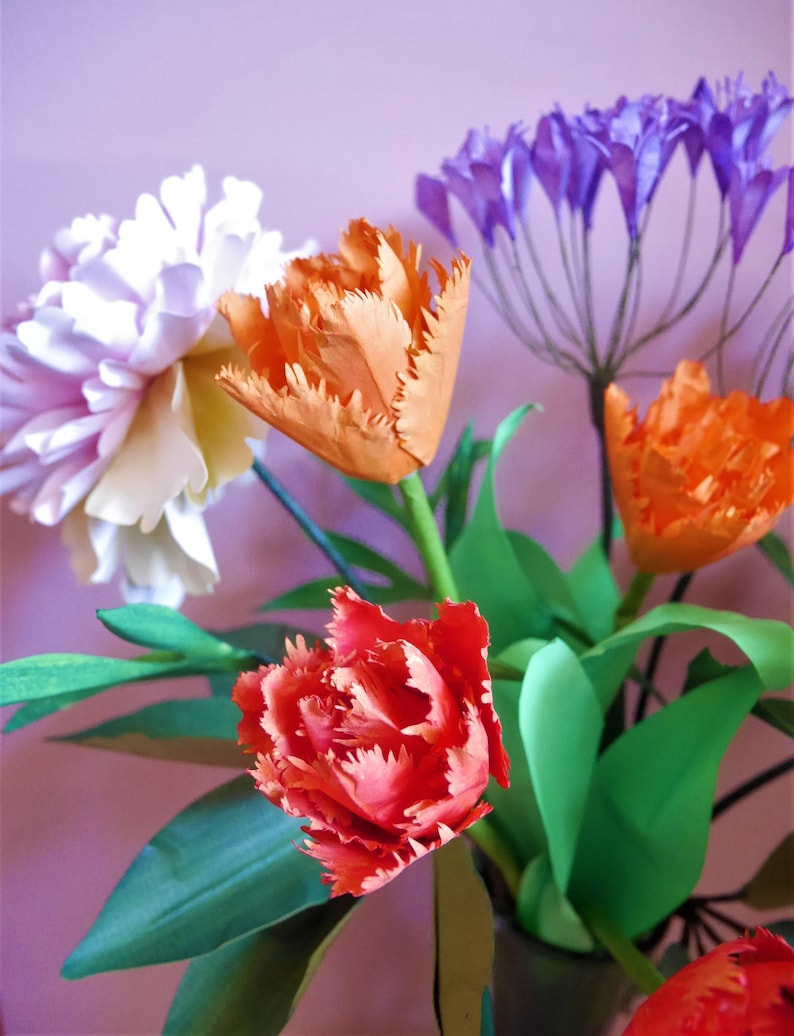 Double Fringed Tulip Paper Flower Templates Digital | Etsy