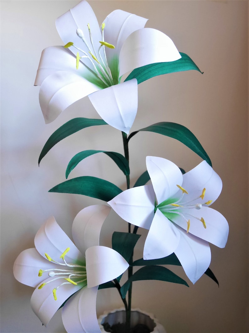 Oriental Lily Paper Flower Templates Tutorial see | Etsy