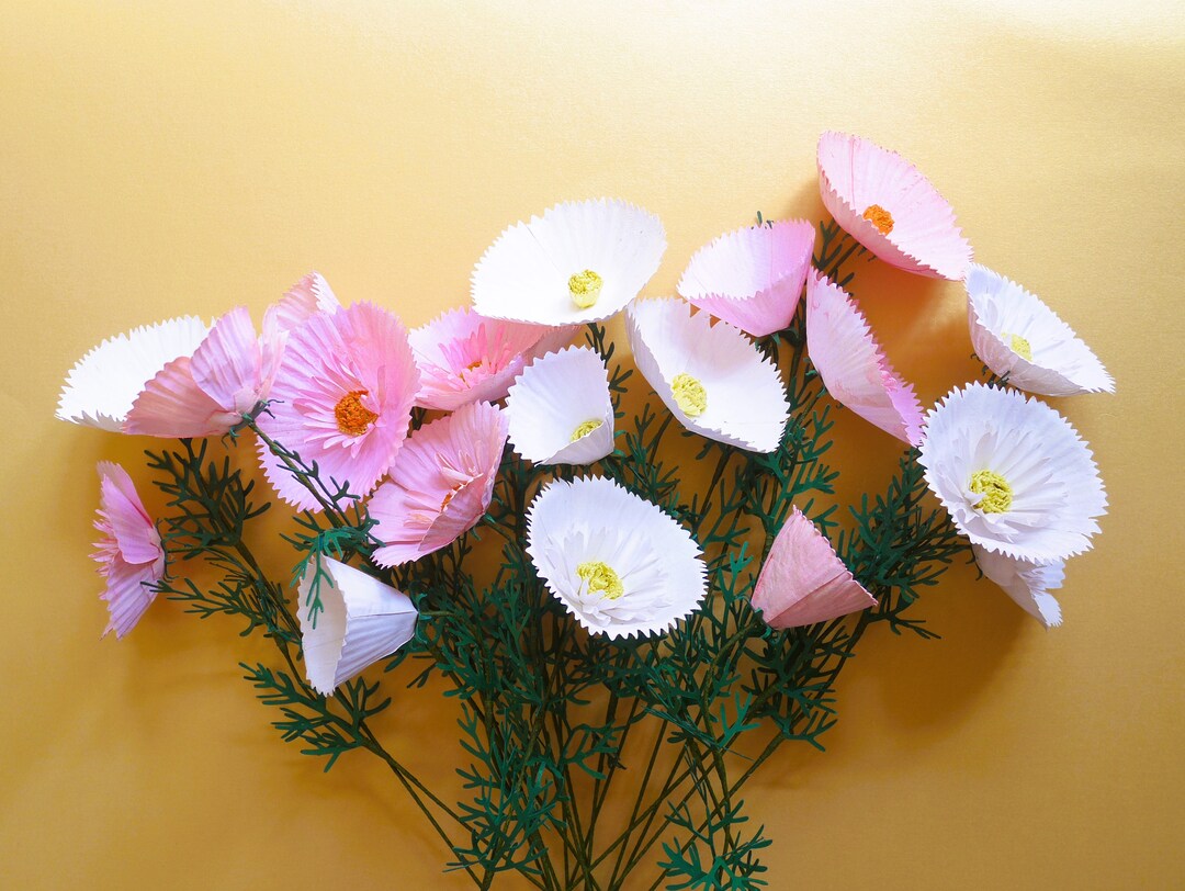 Cosmos Paper Flower Templates: DIY Cupcake Bouquet (instant Download ...