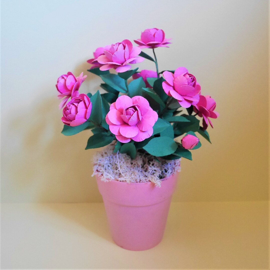 Mini Rose Plant - Templates - Paper Flowers - Video Tutorial - Instant ...