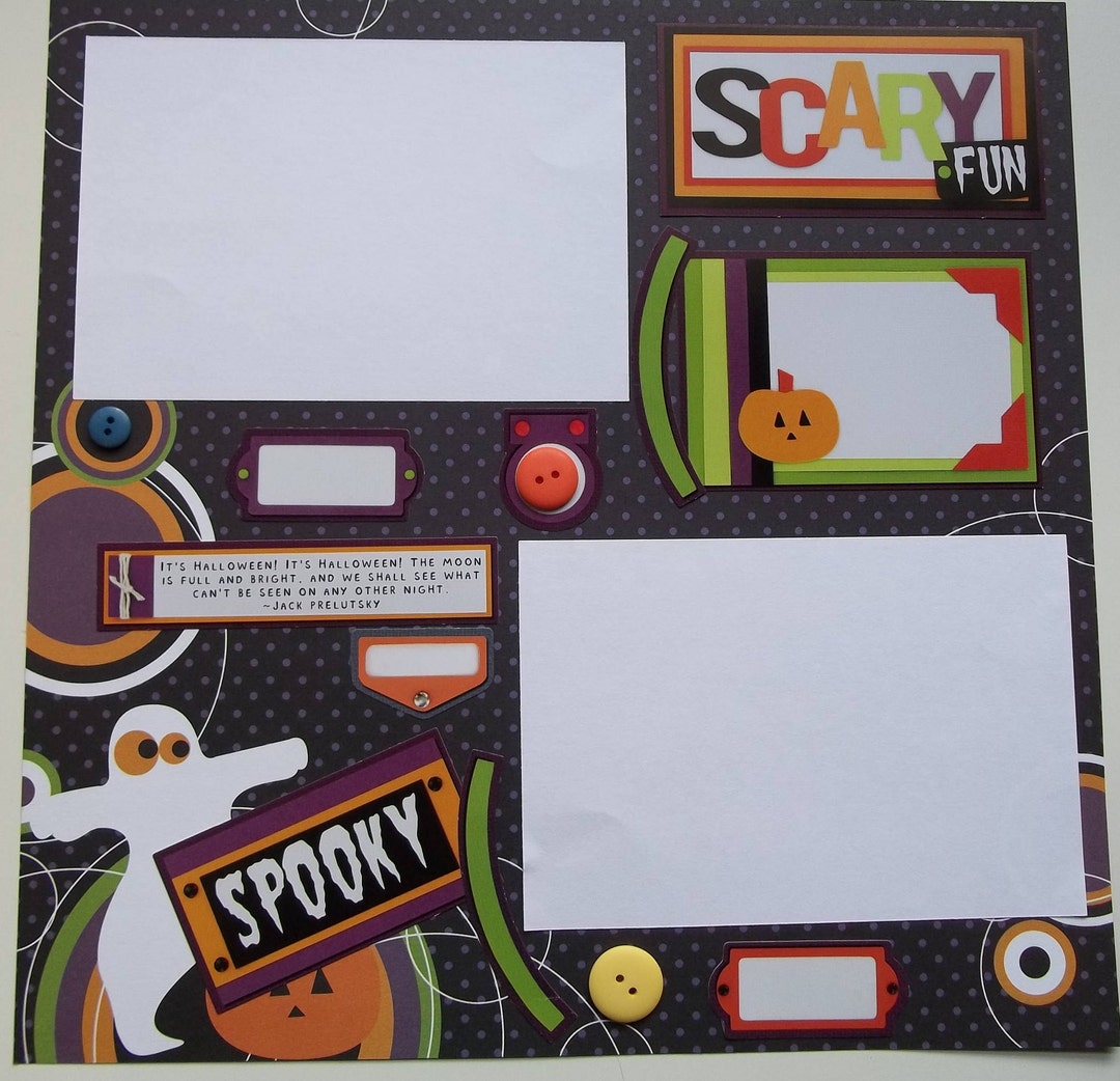 Halloween Pages; Scary Fun; 12x12 Two Page Layout; Halloween Layout ...