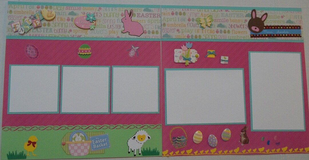 Easter 2 Page Layout; Easter Pages; 12x12 Scrapbook Pages; Easter Eggs ...