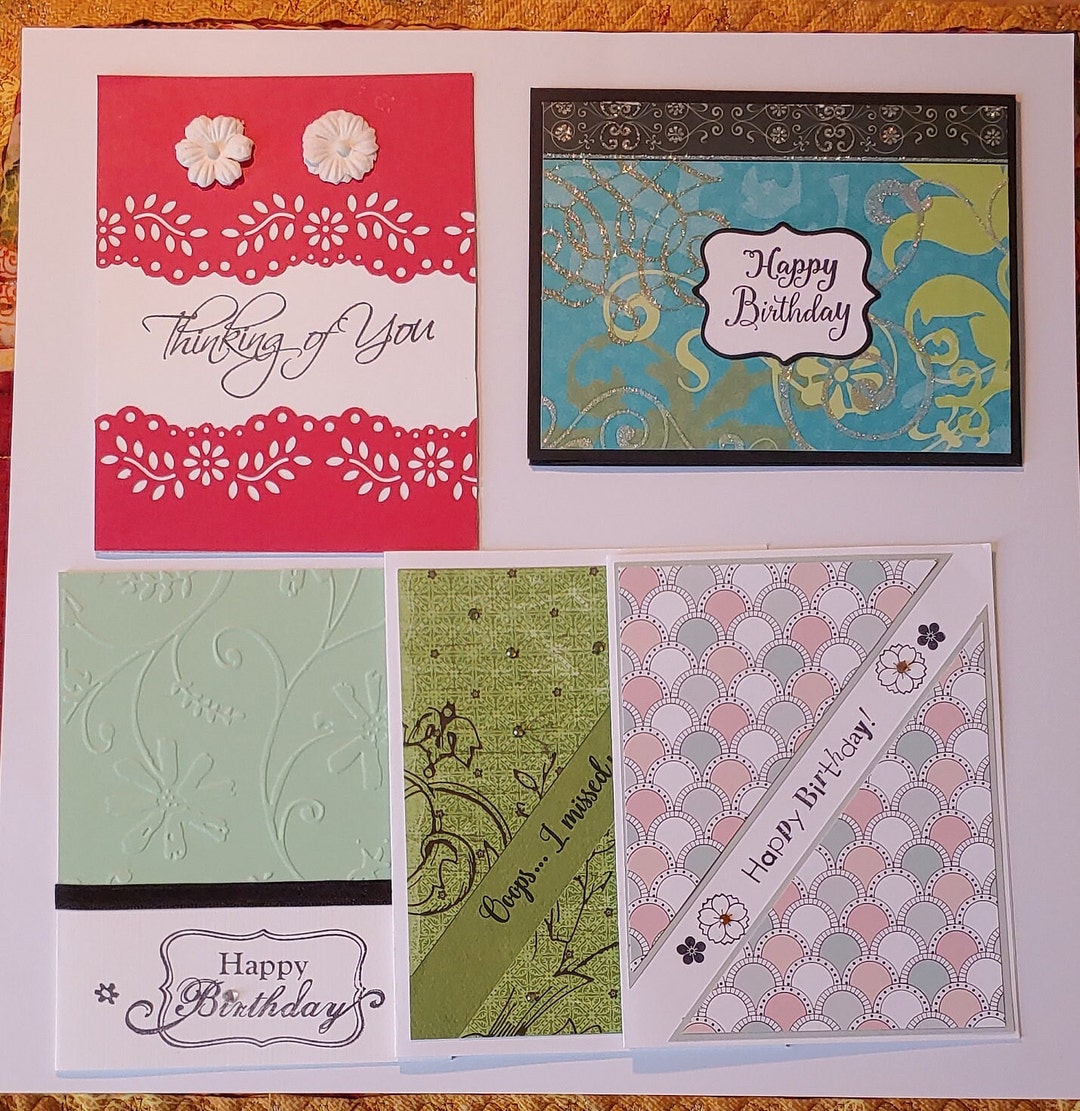 5 Unique Birthday Cards; Assorted Styles and Designs; 1 Thinking of You ...