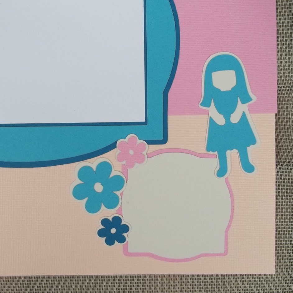 Baby Girl Scrapbook Page, 12x12 Premade Scrapbook Layout; Pink and Blue ...