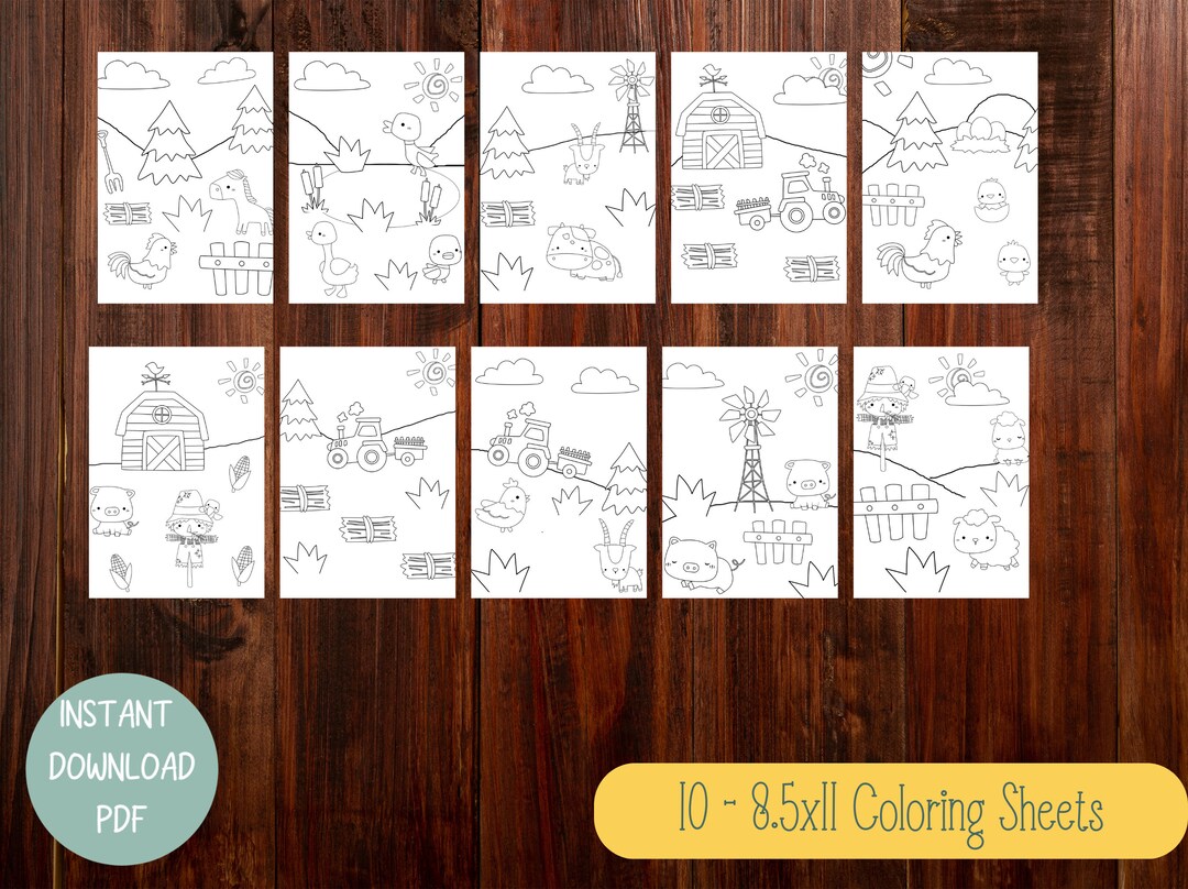 Printable Farm Animal Coloring Pages Set of 10, Preschool Curriculum ...