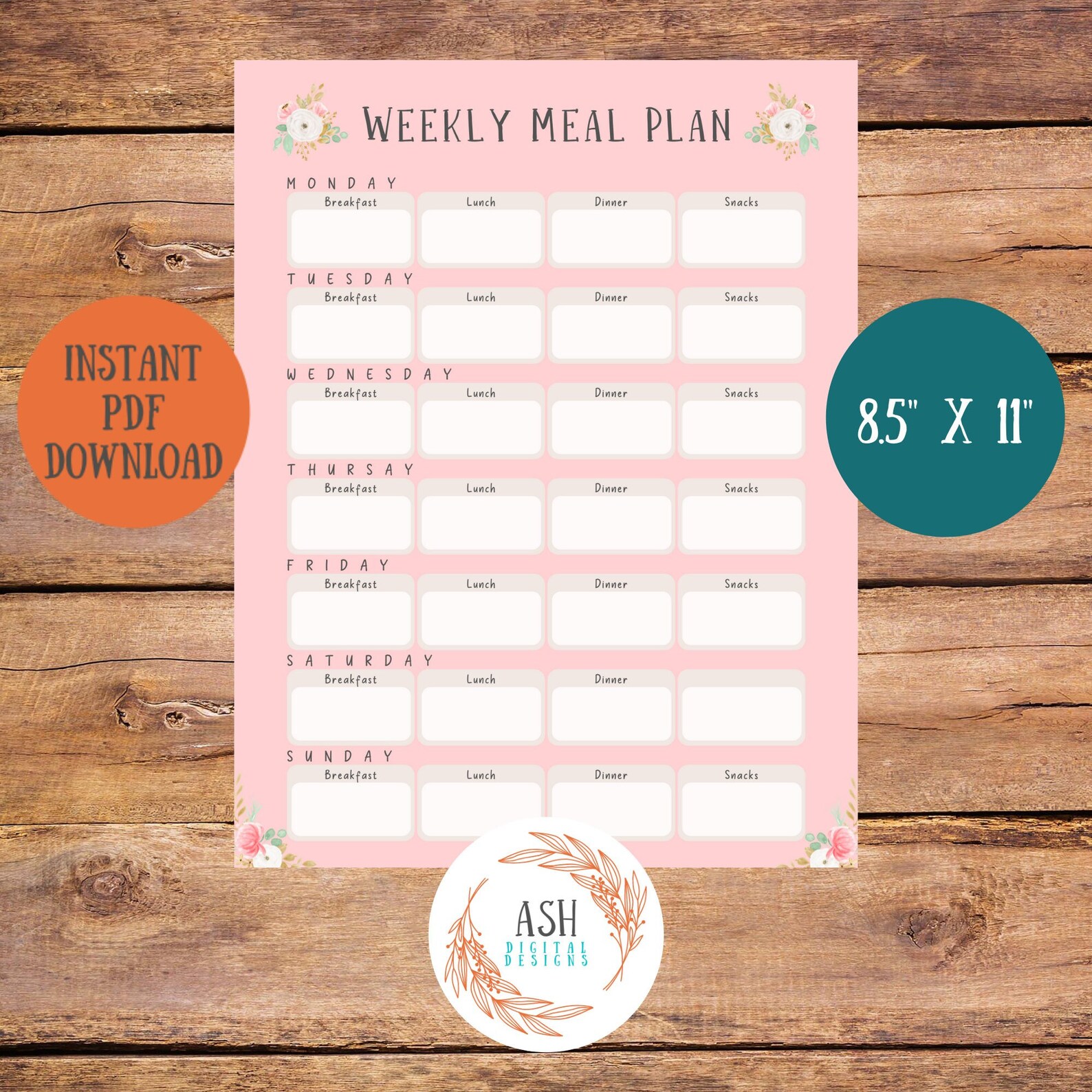 Printable Weekly Meal Plan Printable Daily Menu Plan Boho - Etsy Canada