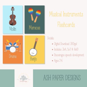 Printable Flashcards - Musical Instruments, Preschool Curriculum ...