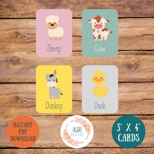 Printable Farm Animal Flashcards Set of 14, Preschool Curriculum for ...