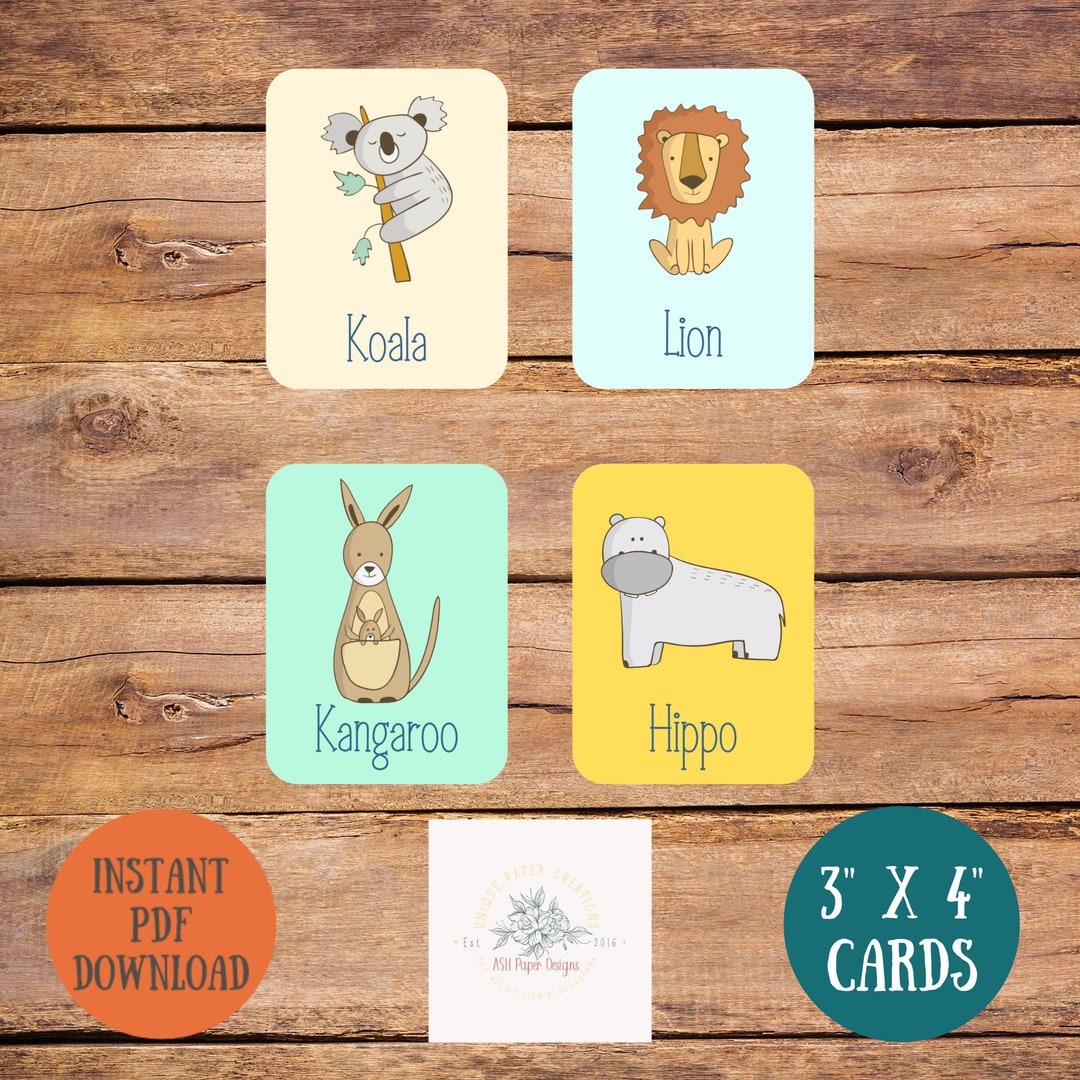 Printable Wild Animal Flashcards, Preschool Curriculum and Classroom ...