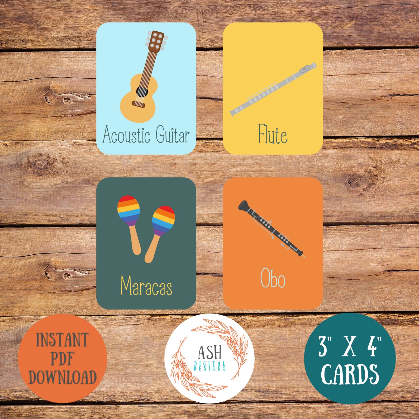 Printable Flashcards Musical Instruments Preschool - Etsy