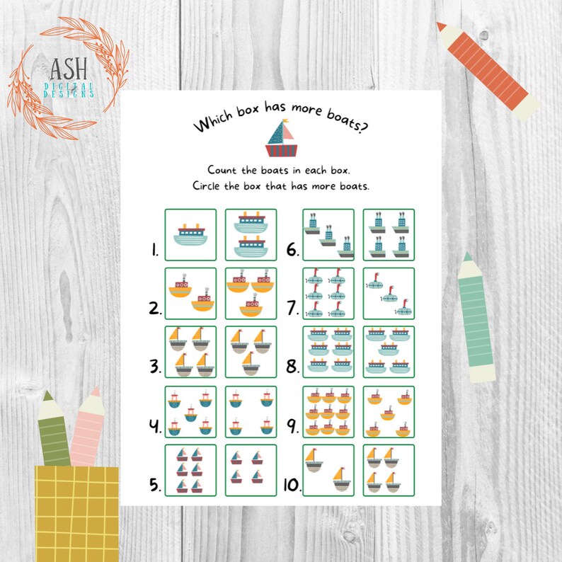 Printable Kids Activity Sheets Kindergarten Math Sheets | Etsy