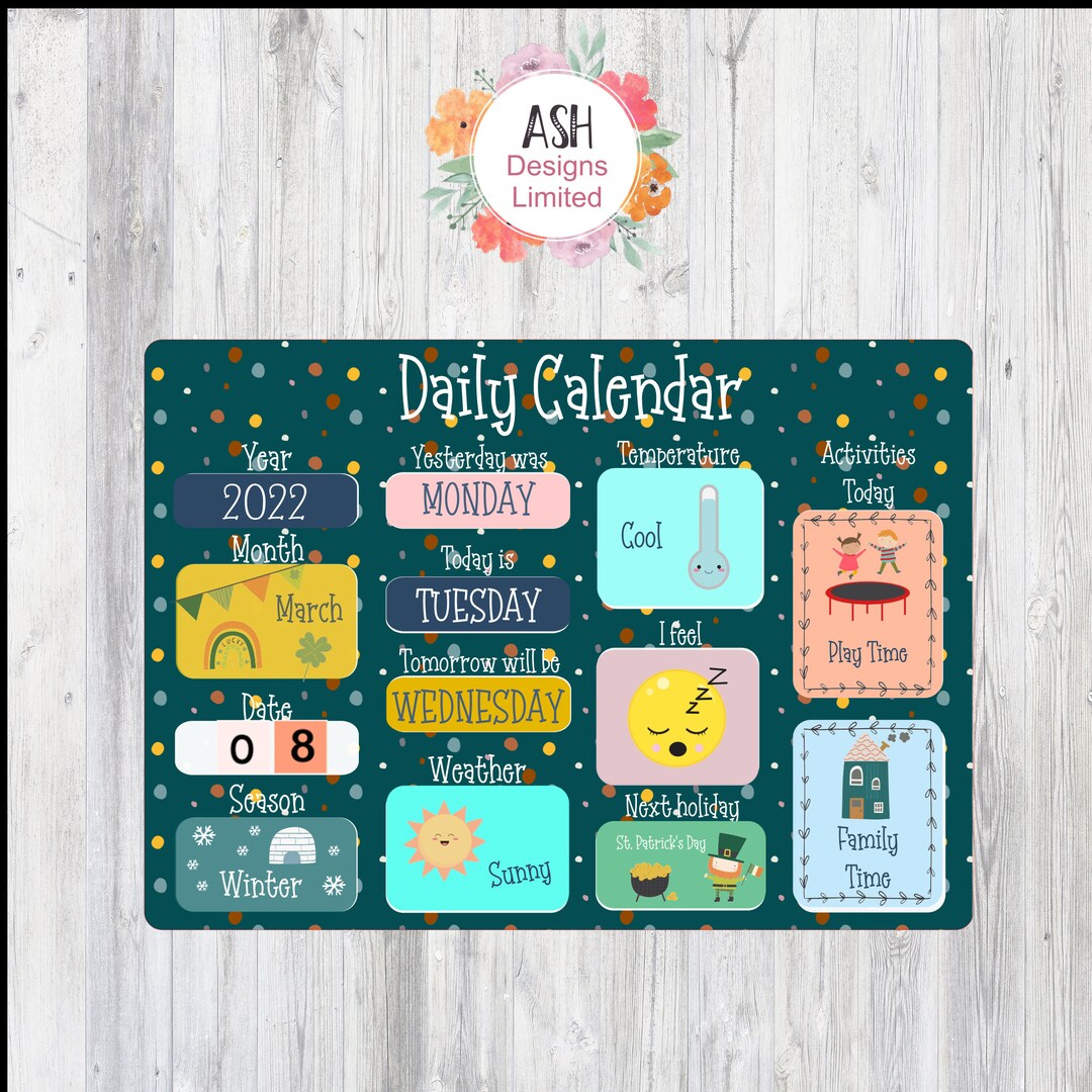 Morning Board Kids Calendar, Click Here to Get Your DIGITAL DOWNLOAD ...