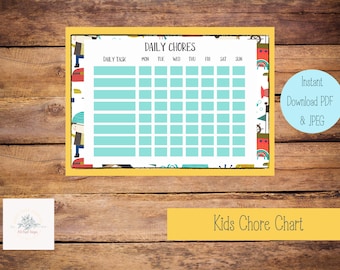 Printable Kids Reward Chart for Kids, Daily Chore Chart, Kids Routine ...