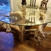 Sculptural Inverse Root Ball Table, Glass and Driftwood, 36 Inches ...