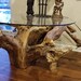 Sculptural Inverse Root Ball Table, Glass and Driftwood, 36 Inches ...