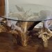 Sculptural Inverse Root Ball Table, Glass and Driftwood, 36 Inches ...