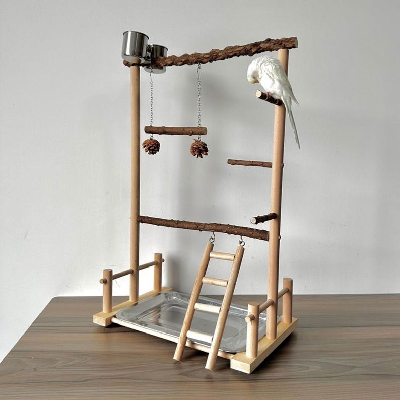 Wood Parrot Stand Natural Wood Perch Bird Play Stand Bird Playground ...