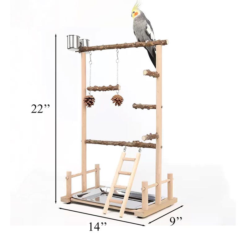 Wood Parrot Stand Natural Wood Perch Bird Play Stand Bird Playground ...