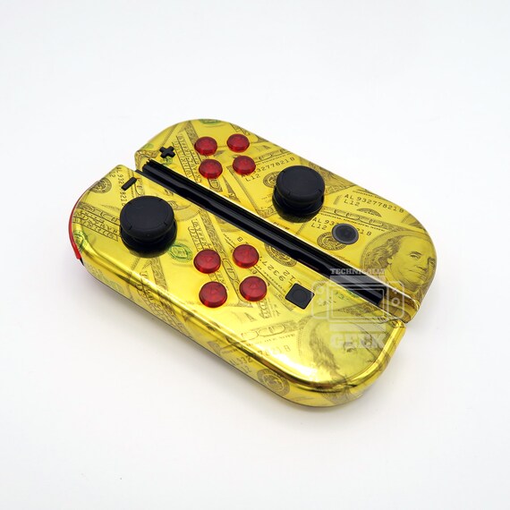 New Nintendo Switch Custom Joycons Chrome Gold Money Joy Con Etsy