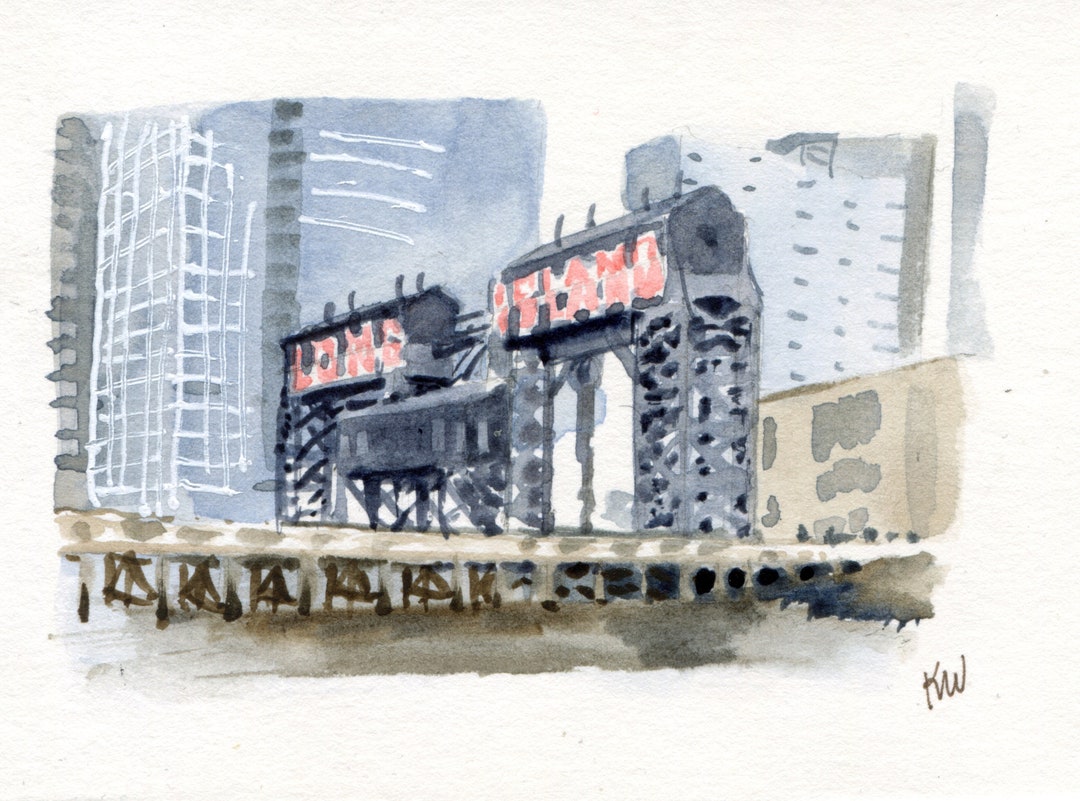 3x4 Long Island City Original Watercolor Painting - Etsy