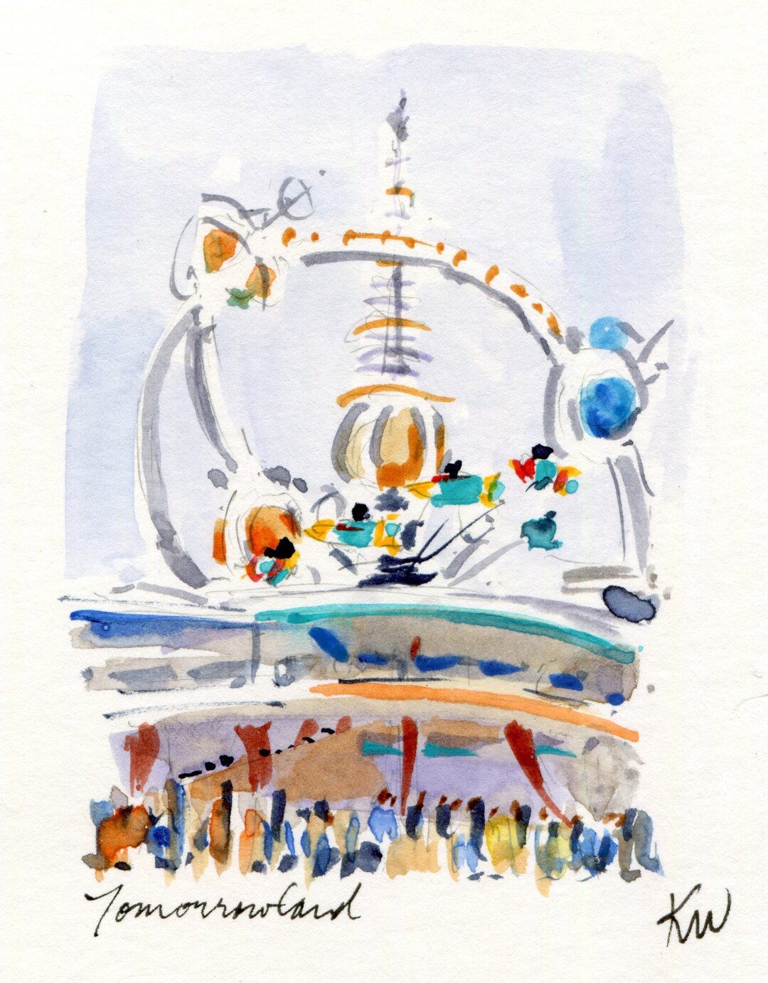 3x4" - Tomorrowland Daytime - Original Watercolor Painting - Etsy
