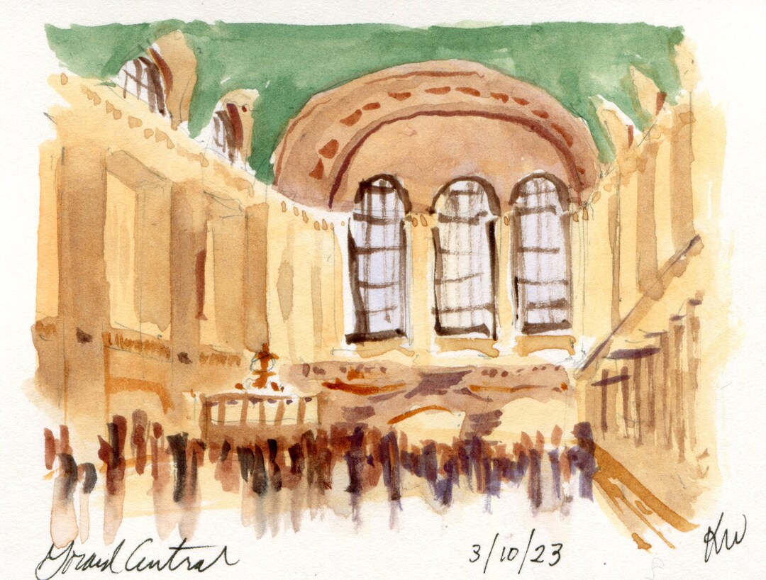 3x4" - Grand Central Terminal - Original Watercolor Painting - Etsy