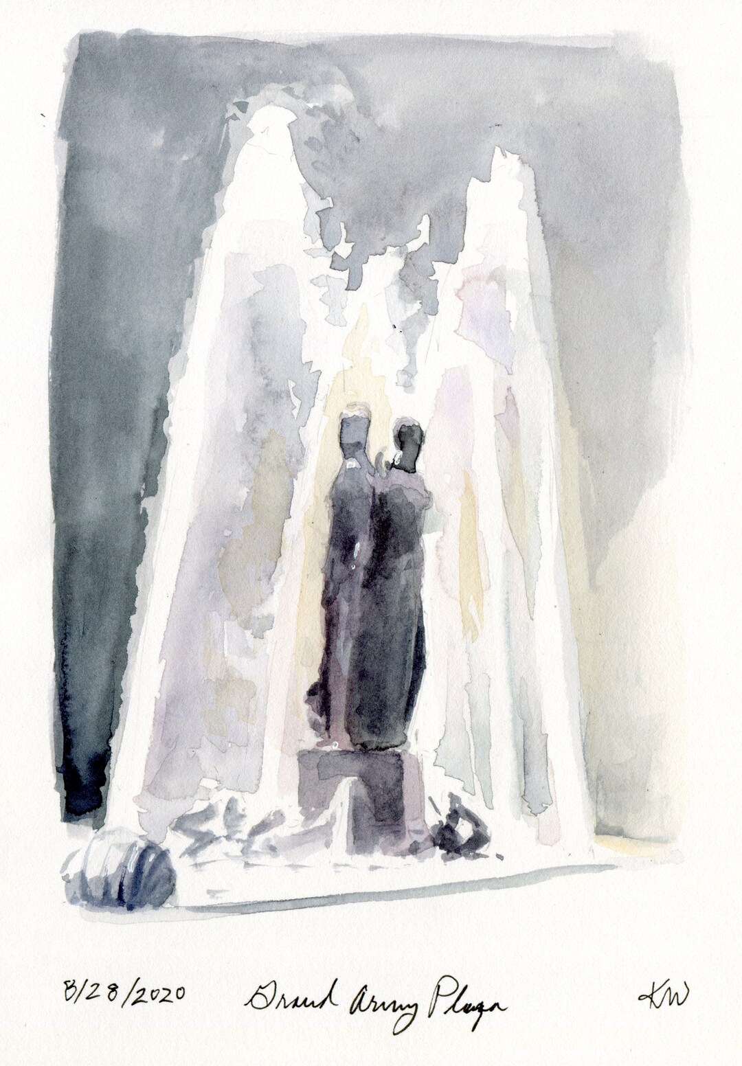 5x7" - Grand Army Plaza Fountain - Original Watercolor Painting - Etsy