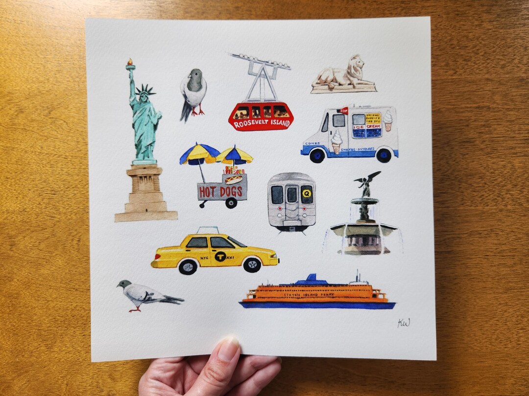 NYC Icons 10x10" Print - Etsy