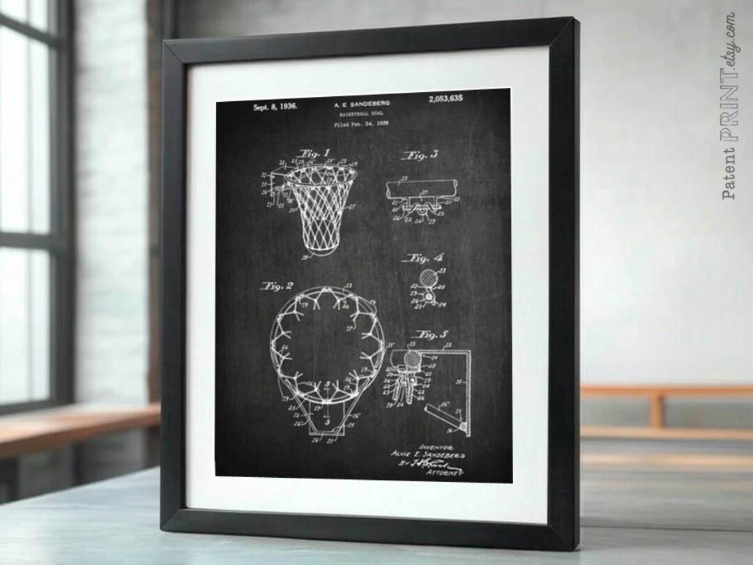 Basketball Net Decor - Basketball Goal Blueprint - Basketball Patent ...