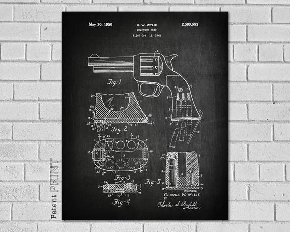 Revolver Grip Gun Patent Print Gun Art Revolver Decor - Etsy