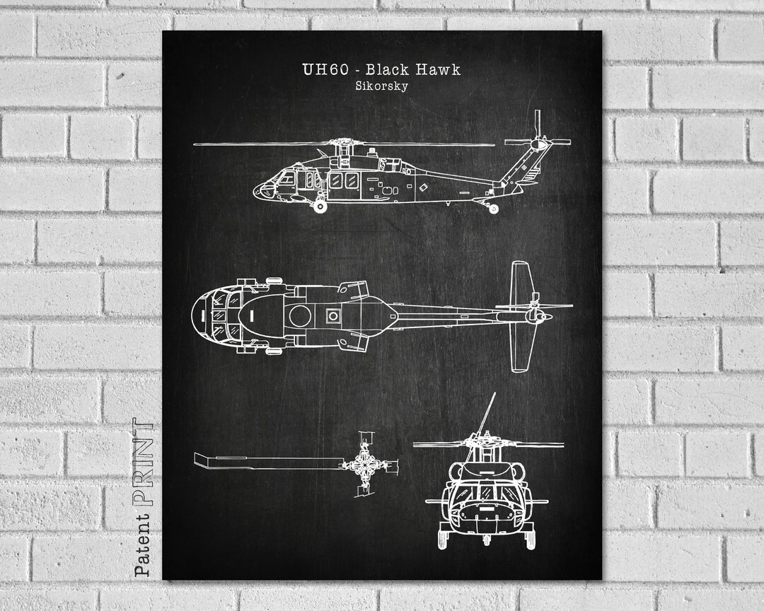 Army Helicopter Blue Print - UH-60 Blackhawk - Black Hawk - Sikorsky ...