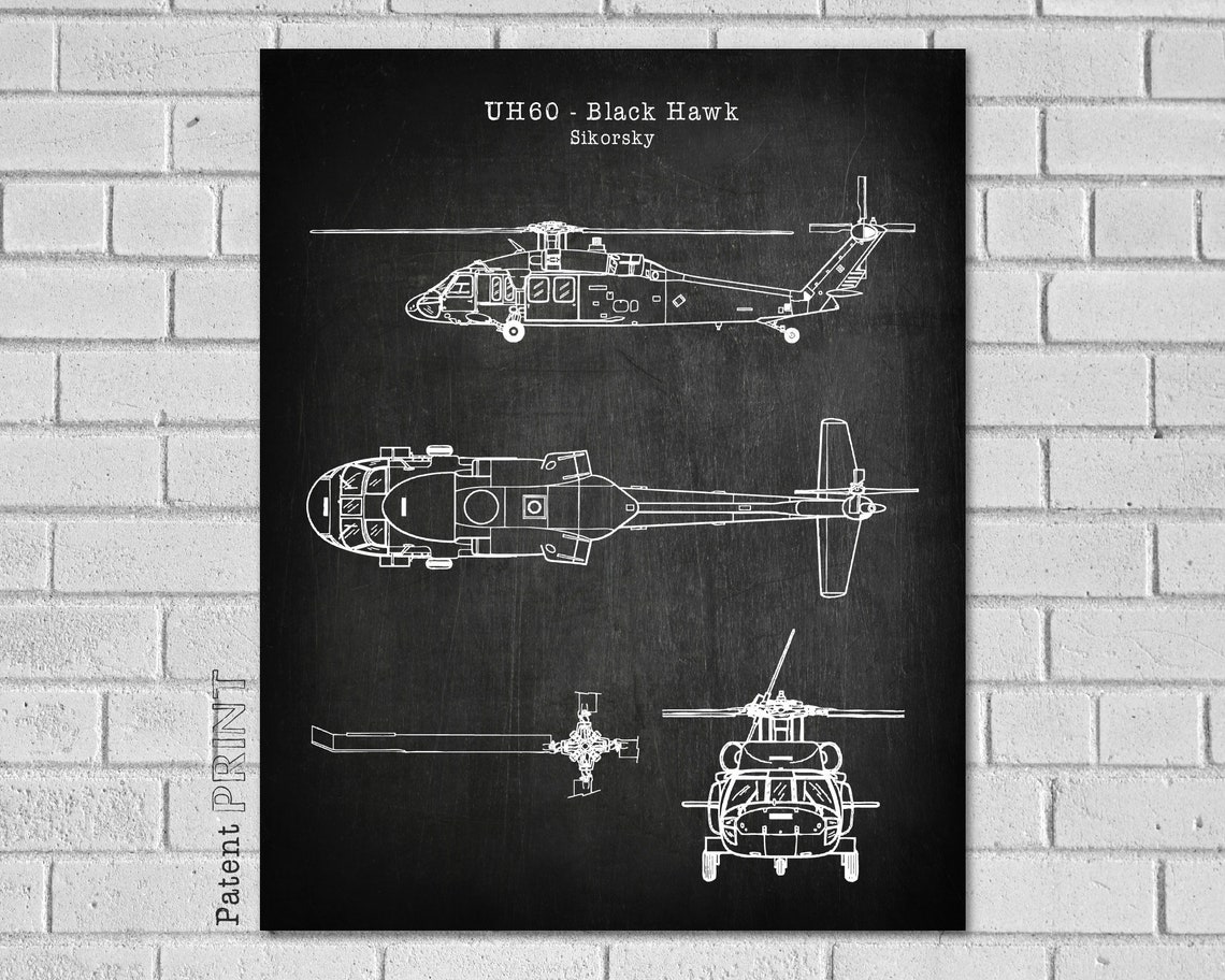 Army Helicopter Blue Print UH-60 Blackhawk Black Hawk - Etsy
