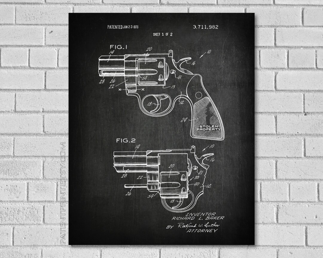 Revolver Patent Print - Gun Art - Revolver Decor - Gun Patent - Gun ...