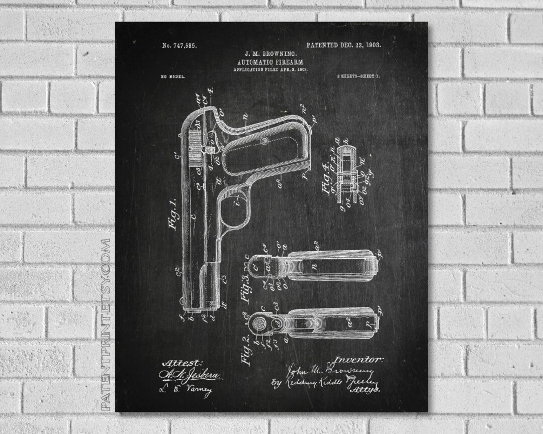 Hand Gun Patent Print - Gun Patent - Gun Print - Gun Art - Gun Decor ...