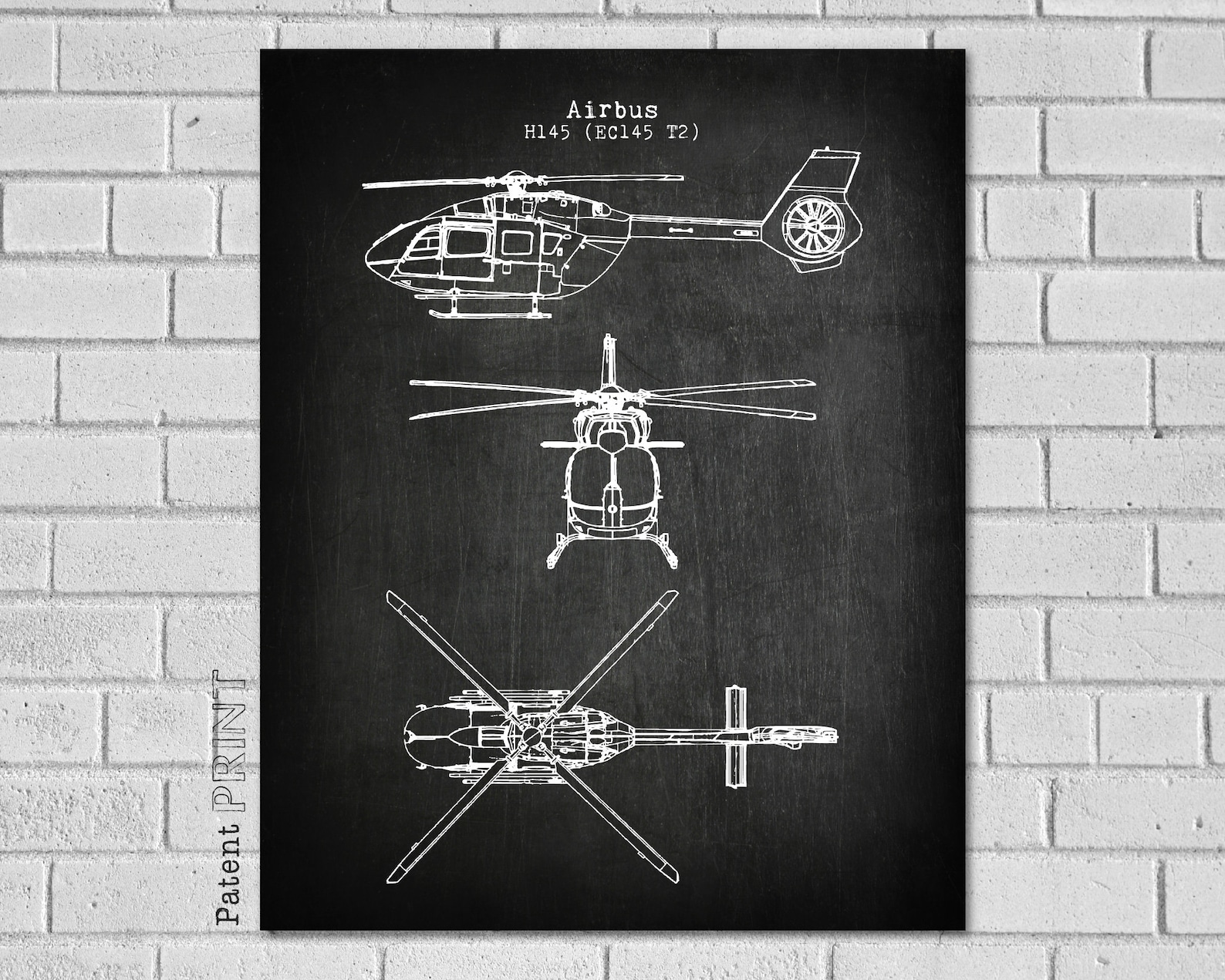 Airbus H-145 Medical Helicopter Diagram Blueprint H145 Helicopter Decor ...