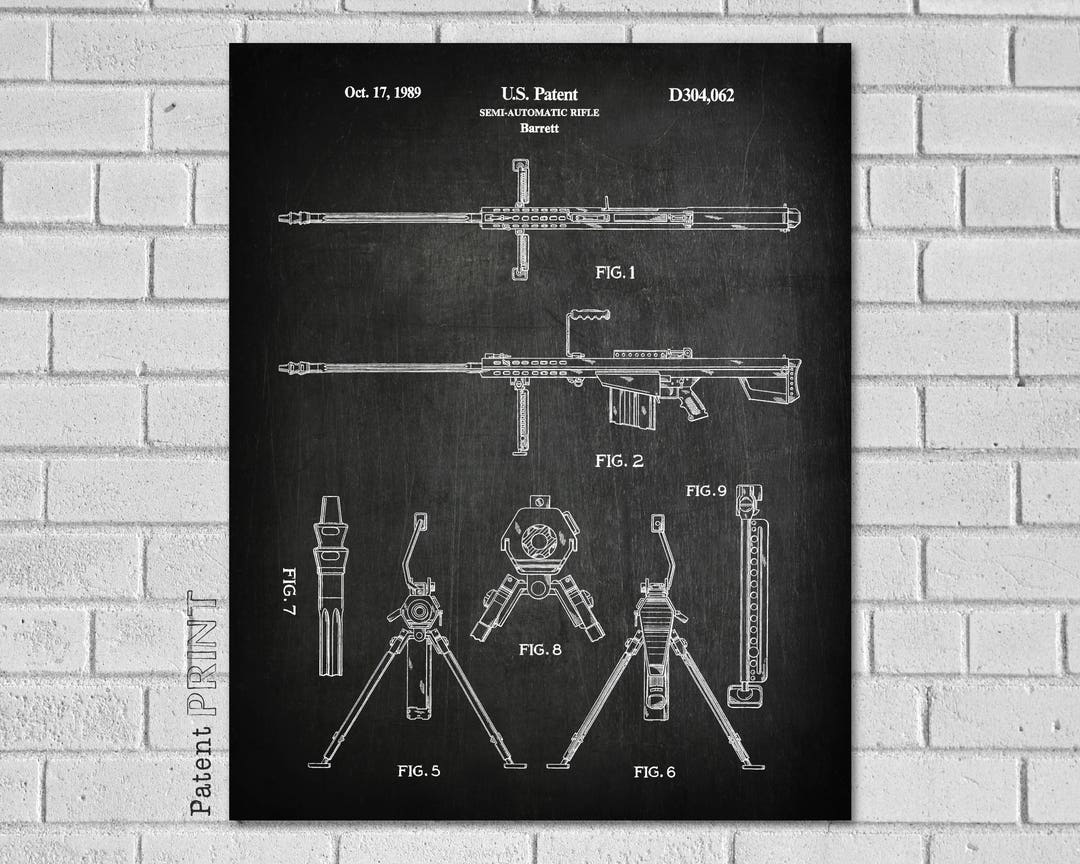 50 Caliber Gun Patent Print - 50 Caliber Art - Semi-automatic Rifle ...
