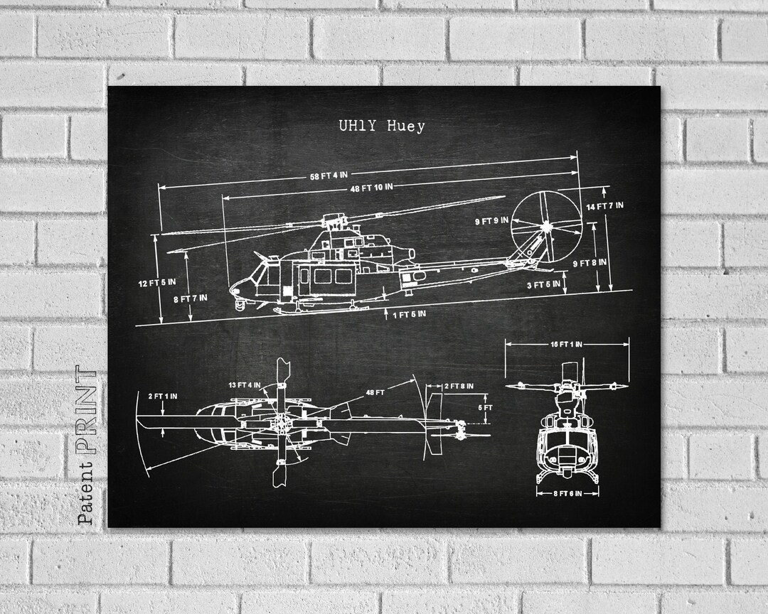 UH1Y Huey Helicopter Diagram Blueprint - UH1Y Marine Corps Helicopter ...
